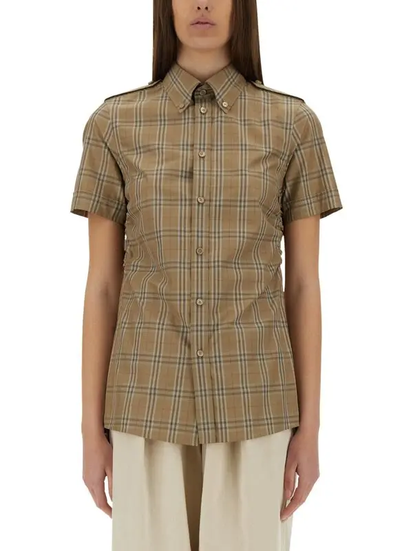Burberry Slim Fit Cotton Check Shirt - Brown