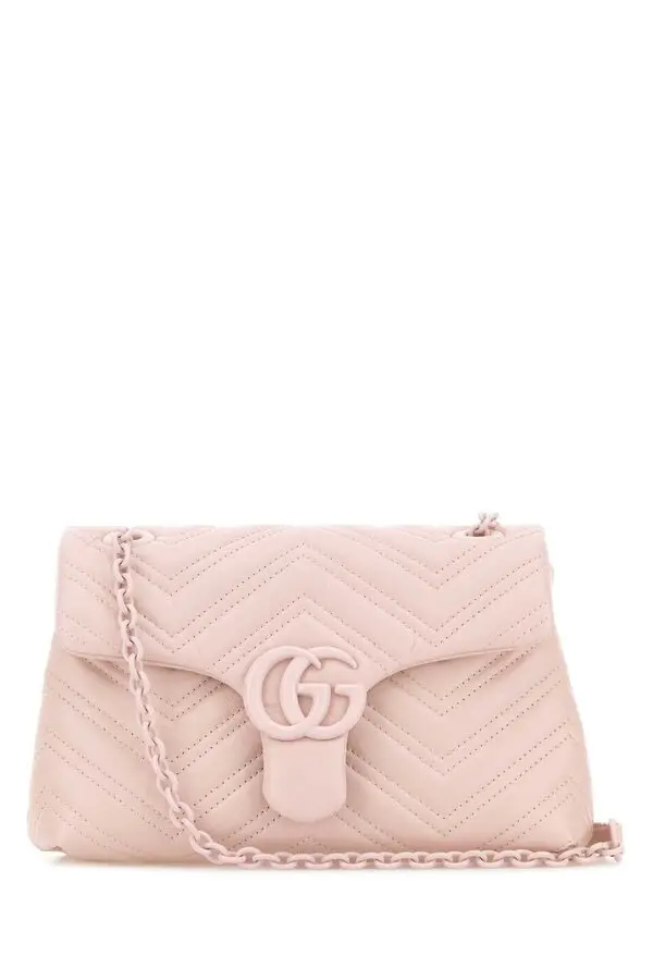 Gucci Nappa Leather Small Gg Marmont Shoulder Bag - Pink