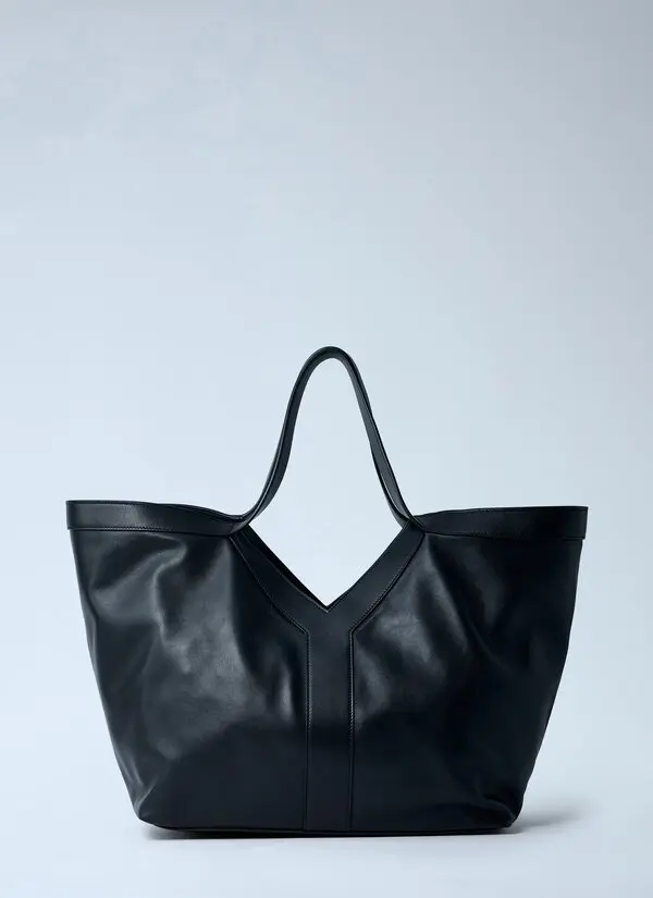 Saint Laurent Large Y-shaped Leather Tote Bag - Black
