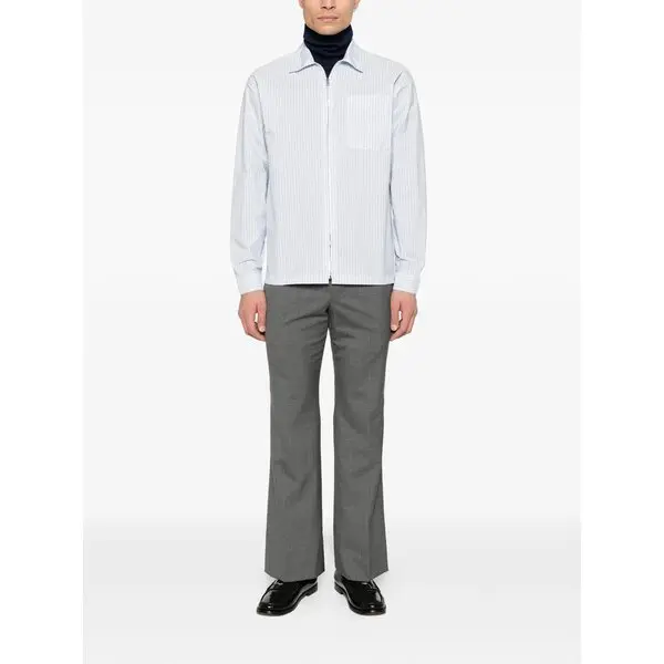 Prada Grey Virgin Wool Tailored Flare Trousers - Gray