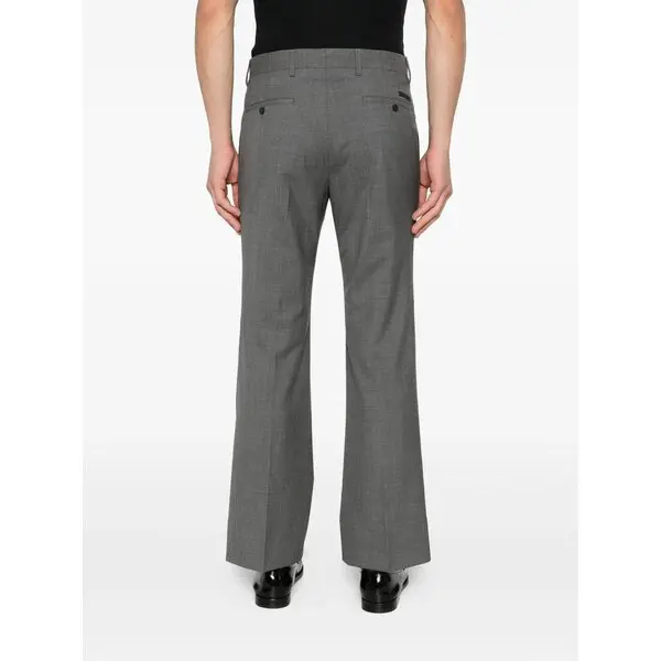 Prada Grey Virgin Wool Tailored Flare Trousers - Gray