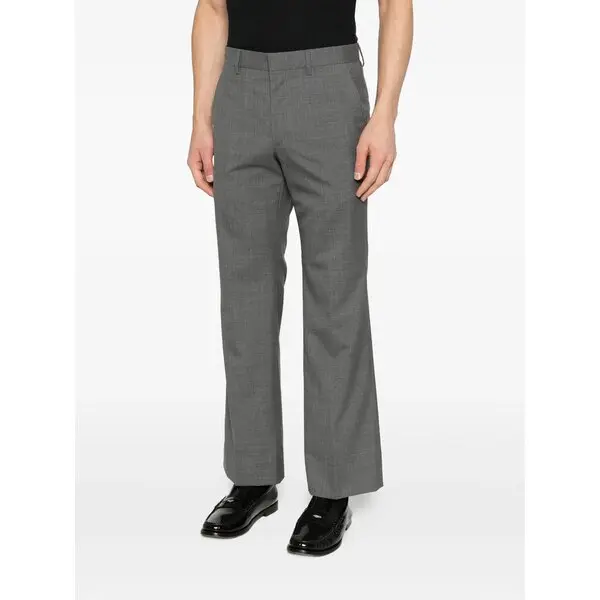 Prada Grey Virgin Wool Tailored Flare Trousers - Gray