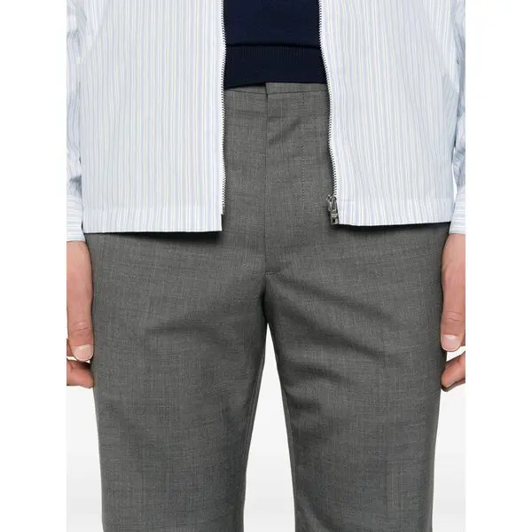 Prada Grey Virgin Wool Tailored Flare Trousers - Gray