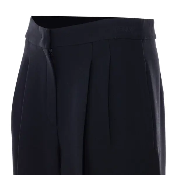 Fendi Wool Silk High-waist Wide Leg Pleated Trousers