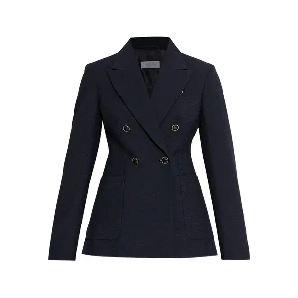 Max Mara Fitted Double-breasted Jacket With Gold-tone Buttons - Blue