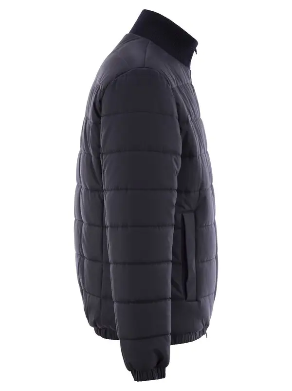 Kiton Technical Fabric Quilted Bomber Jacket - Blue