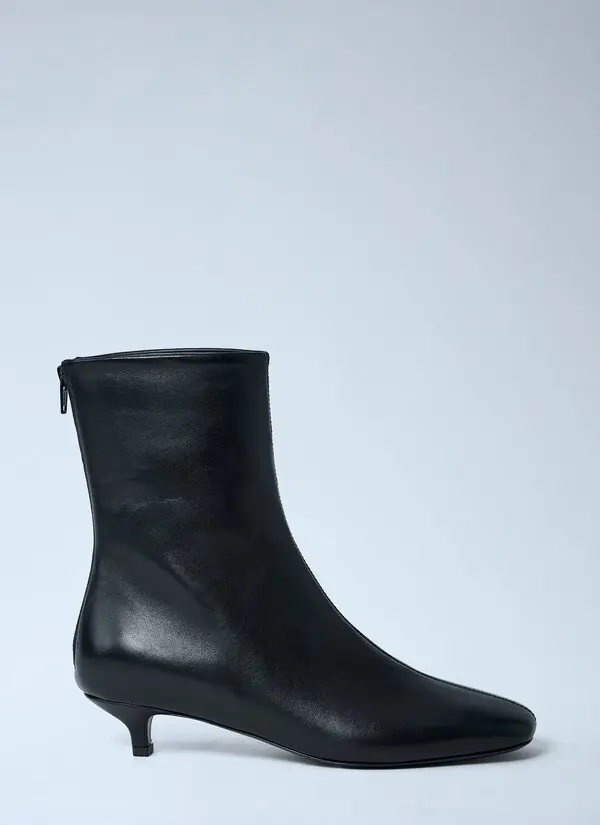 TOTEME Classic Day Leather Ankle Boots - Black