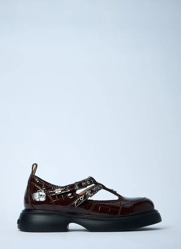 GANNI Butterfly Mary Jane Shoes - Brown