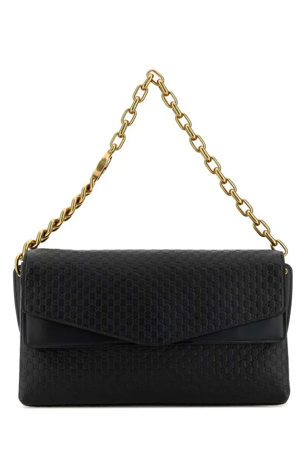 Gucci Leather Large Shoulder Bag - Black