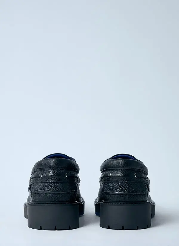 Burberry Leather Lace-up Boat Shoes