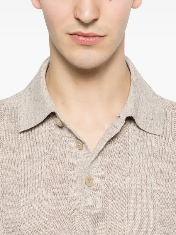 Brunello Cucinelli Linen And Cotton Blend Polo Shirt - Multicolor