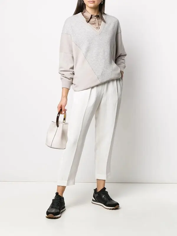 Brunello Cucinelli Viscose And Linen Fluid Twill Baggy Pull-on Pants