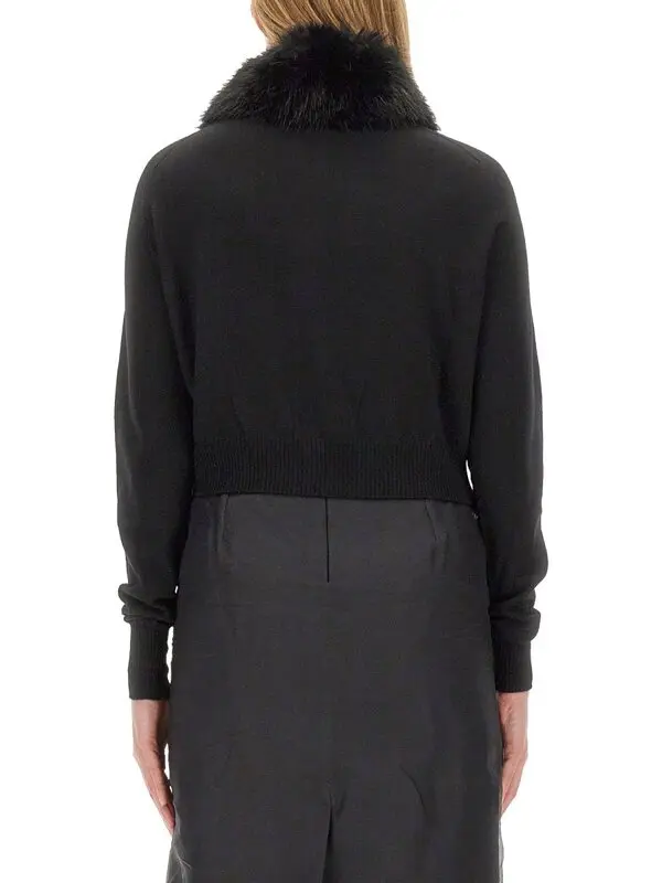 Sportmax Knit Shirt With Fur Collar