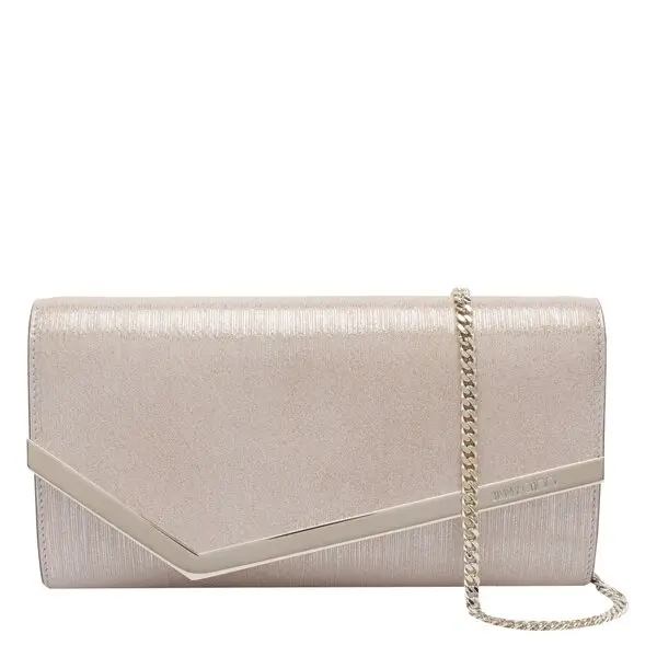JIMMY CHOO Emmie Pochette Glittered Clutch - Gold