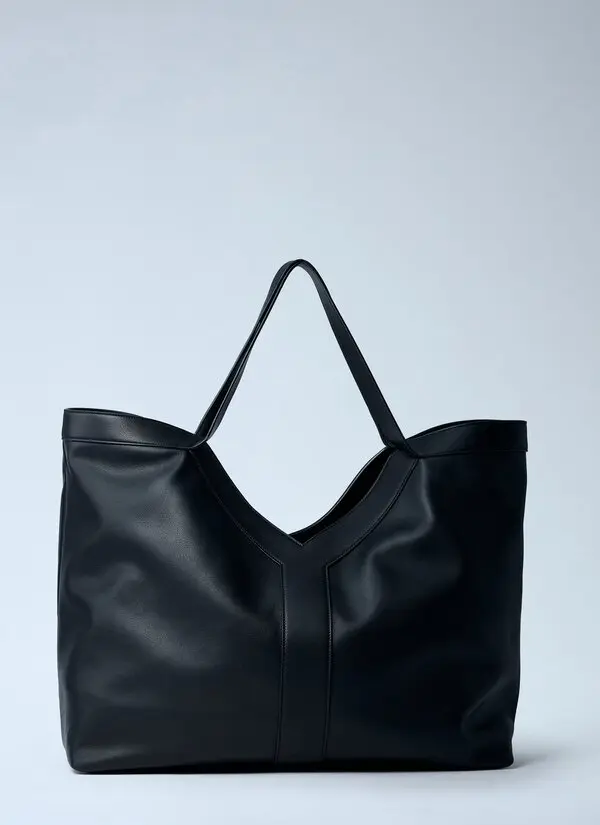 Saint Laurent Large Y-shaped Leather Tote Bag - Black