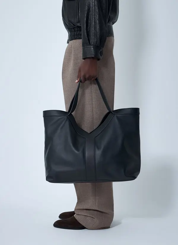 Saint Laurent Large Y-shaped Leather Tote Bag - Black