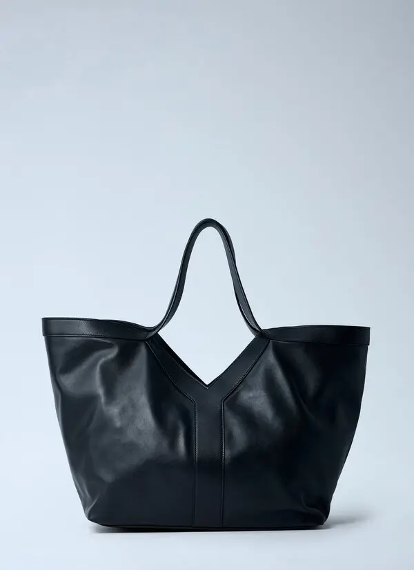 Saint Laurent Large Y-shaped Leather Tote Bag - Black