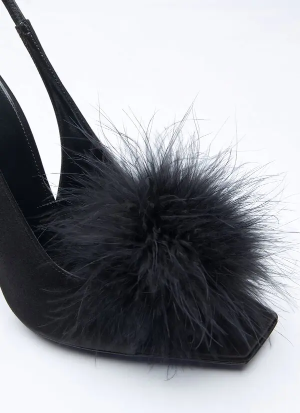 Saint Laurent Feather Embellished Slingback Sandals