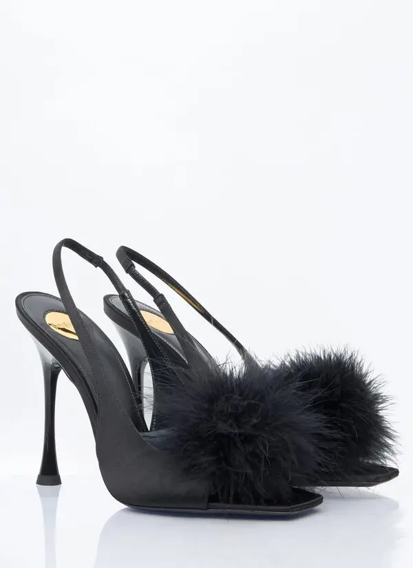 Saint Laurent Feather Embellished Slingback Sandals