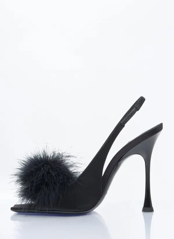 Saint Laurent Feather Embellished Slingback Sandals