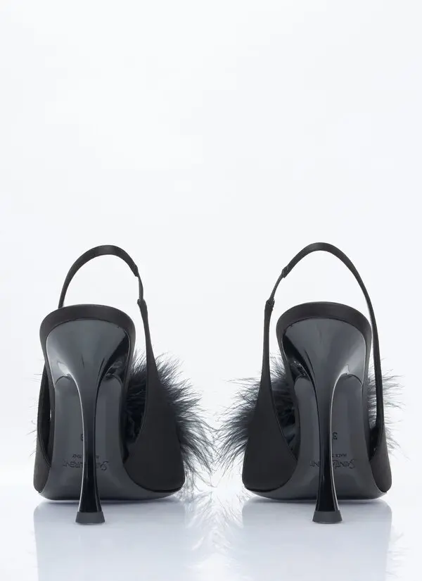 Saint Laurent Feather Embellished Slingback Sandals