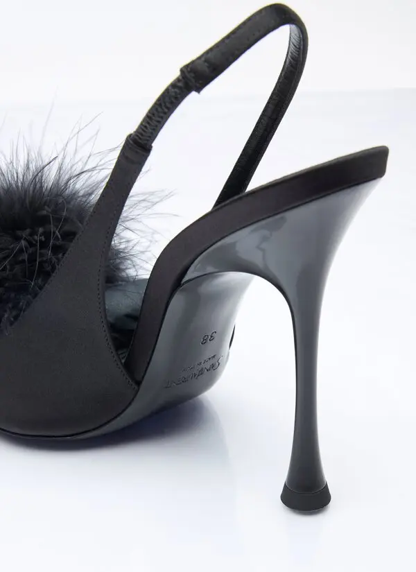 Saint Laurent Feather Embellished Slingback Sandals