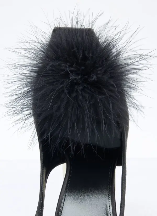 Saint Laurent Feather Embellished Slingback Sandals