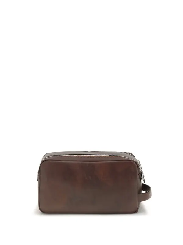 Brunello Cucinelli Leather Beauty Case - Brown