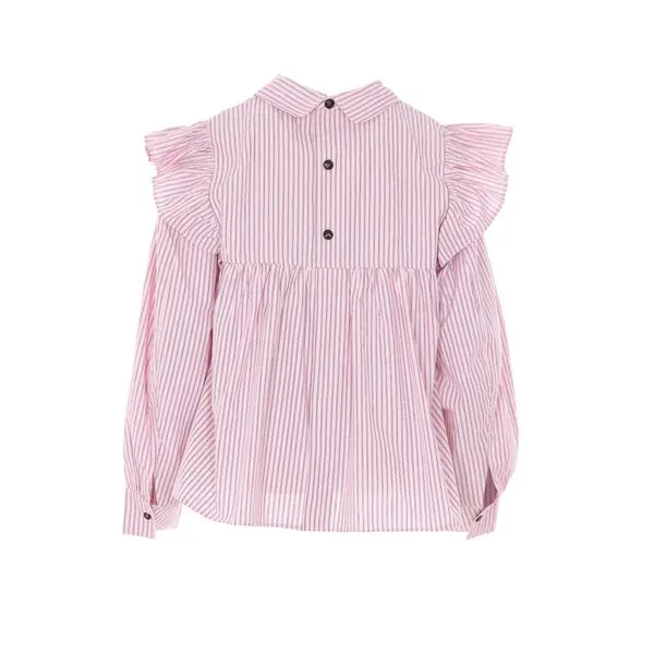 GANNI Striped Frill Blouse