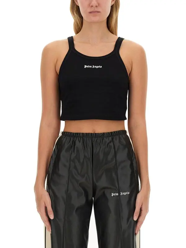 Palm Angels Cropped Tank Top - Black