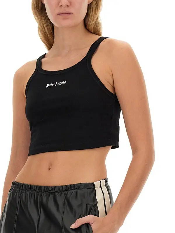 Palm Angels Cropped Tank Top - Black
