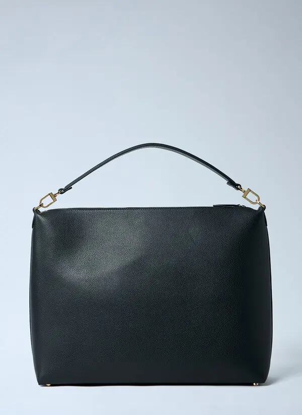 TOTEME Medium Bevel Grained Leather Shoulder Bag - Black