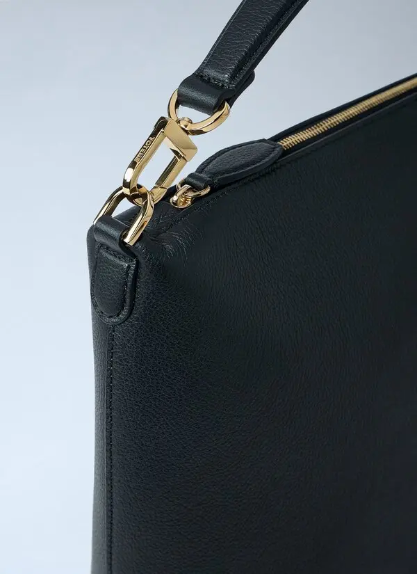 TOTEME Medium Bevel Grained Leather Shoulder Bag - Black
