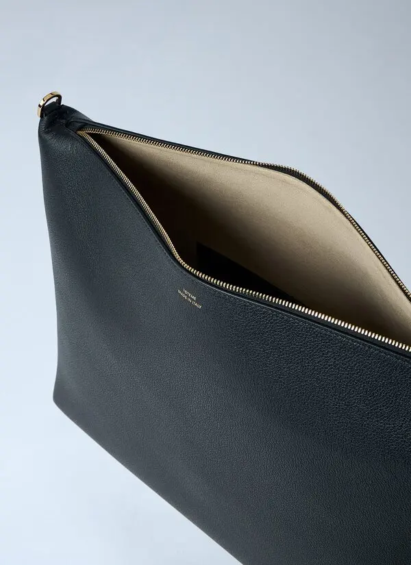 TOTEME Medium Bevel Grained Leather Shoulder Bag - Black