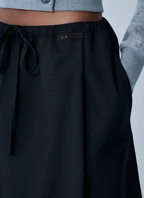 Marni Wool Wide-leg Pants With Drawstring Waist