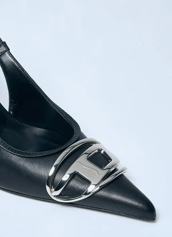 DIESEL® D-venus Sb Leather Pumps With Logo Hardware - Black