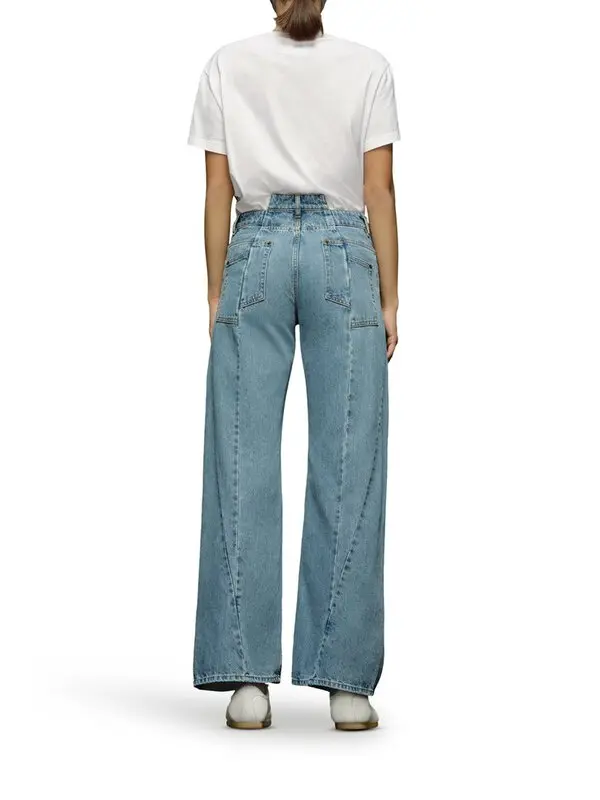 MAISON MARGIELA Wide Leg Denim Jeans With Cut-out Detail - Multicolor