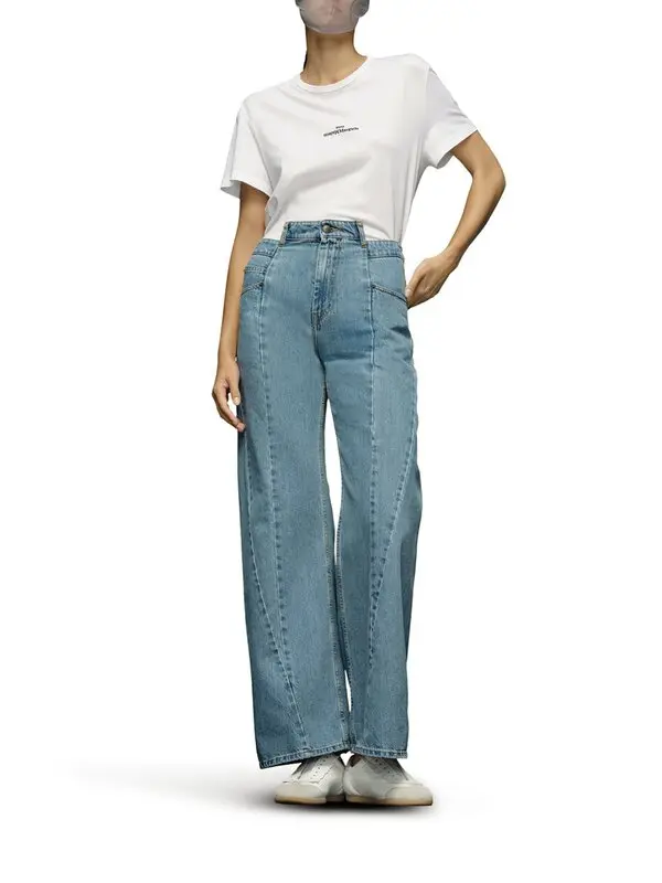 MAISON MARGIELA Wide Leg Denim Jeans With Cut-out Detail - Multicolor