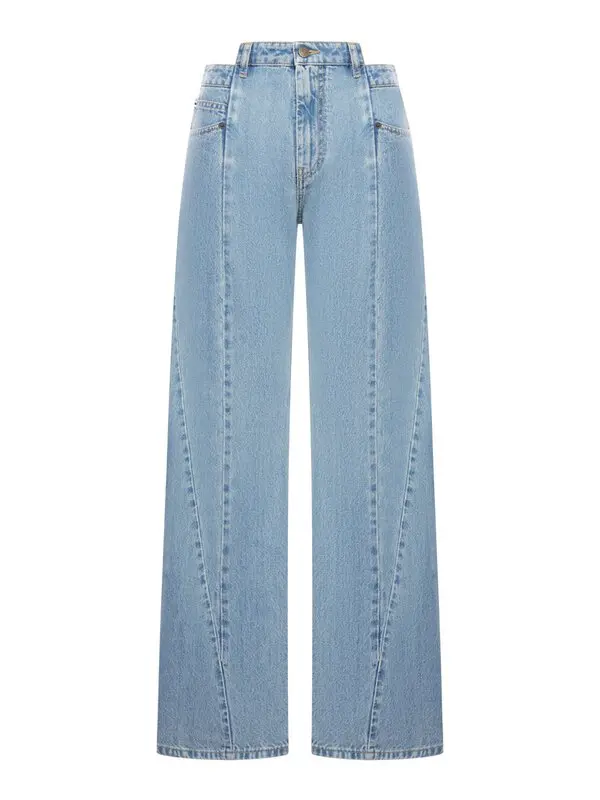 MAISON MARGIELA Wide Leg Denim Jeans With Cut-out Detail - Multicolor