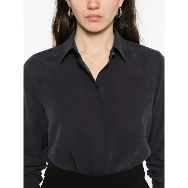 Max Mara Silk Shirt With Chest Pocket - Blue