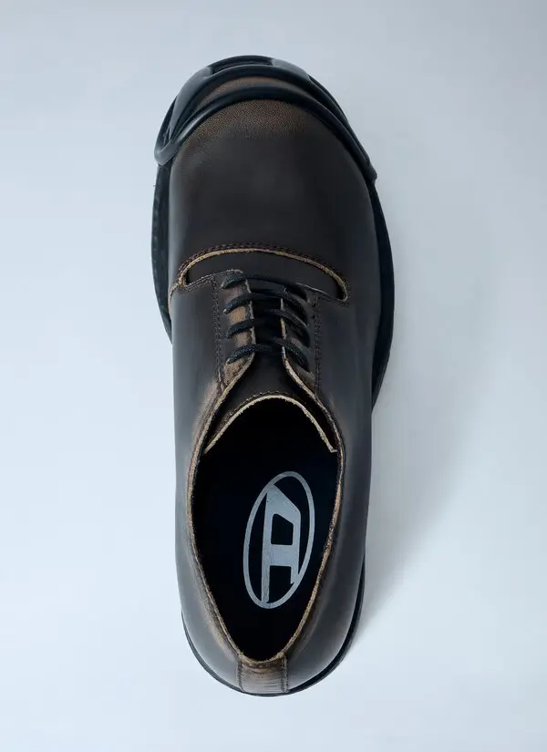 DIESEL® Derby Shoes With Rubber Sole Detailing - Brown