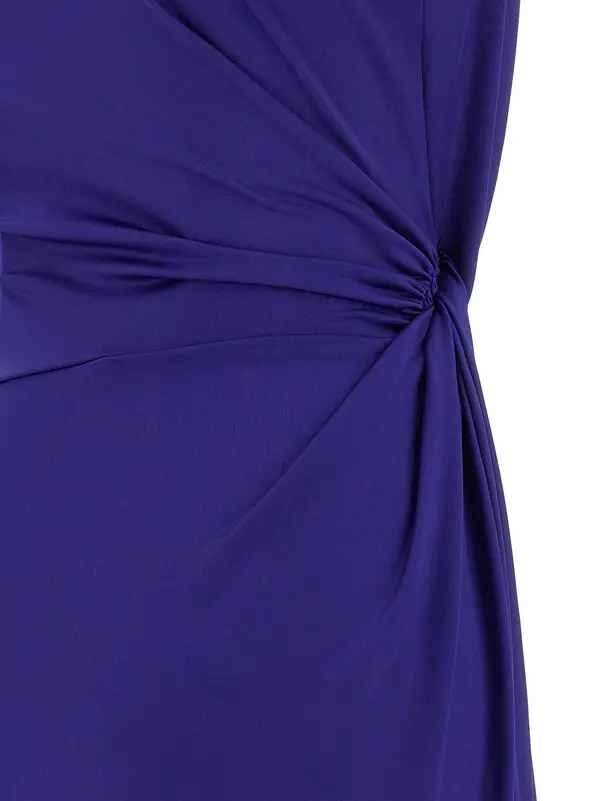 Victoria Beckham Asymmetrical Neckline Fluid Drape Midi Dress