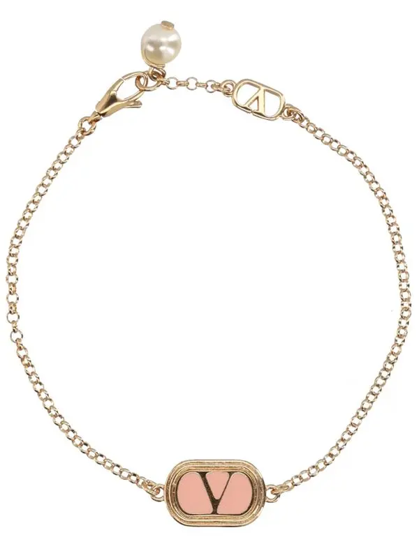 Valentino Garavani Bronze Ovalette Bracelet With Pearl Detail - Gold
