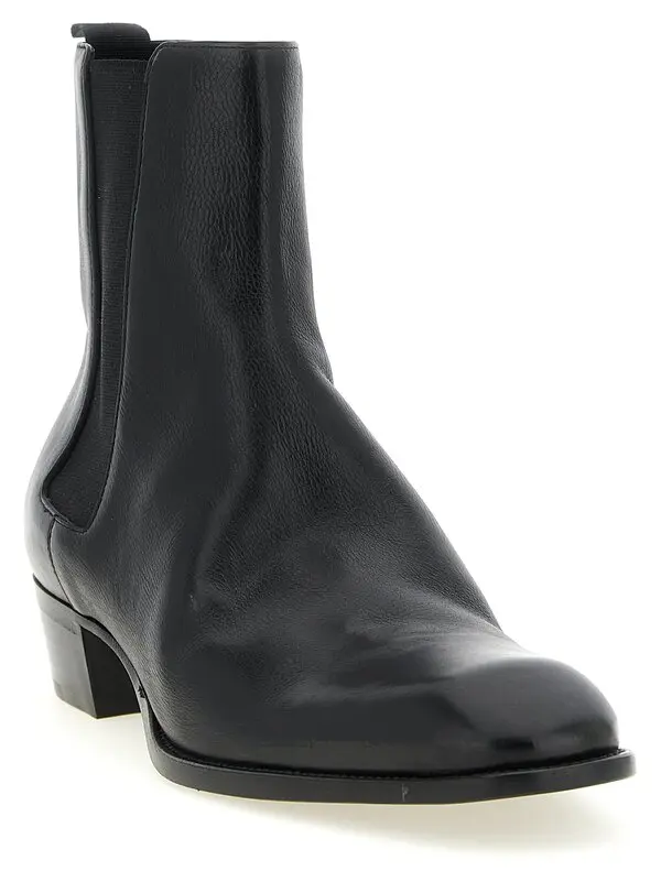 Saint Laurent Stanton Hammered Leather Ankle Boots