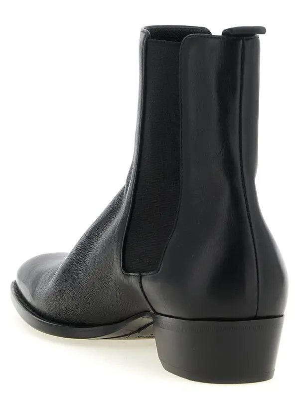 Saint Laurent Stanton Hammered Leather Ankle Boots
