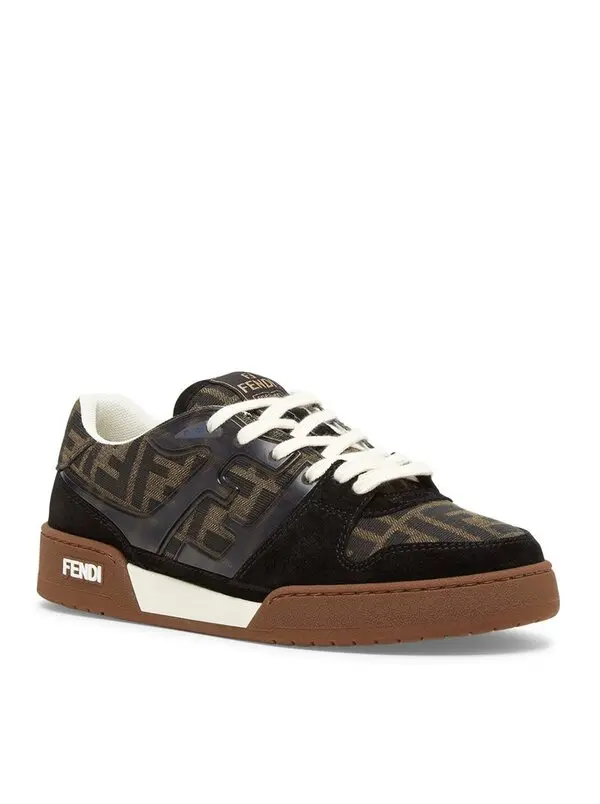 Fendi Suede And Ff Jacquard Lace-up Sneakers - Multicolor