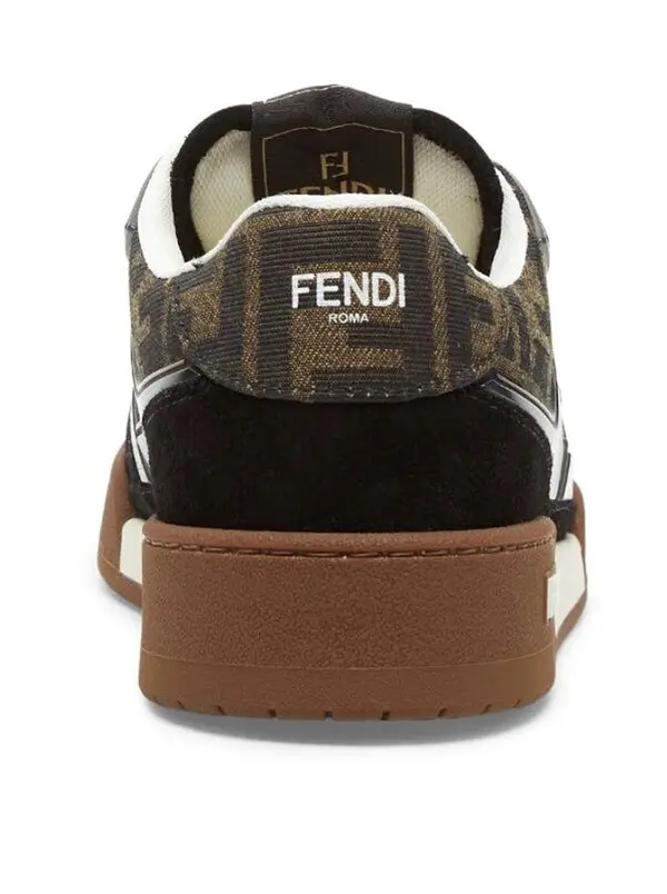 Fendi Suede And Ff Jacquard Lace-up Sneakers - Multicolor