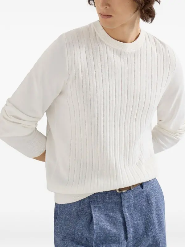 Brunello Cucinelli Textured Cotton Crewneck Sweater - Multicolor