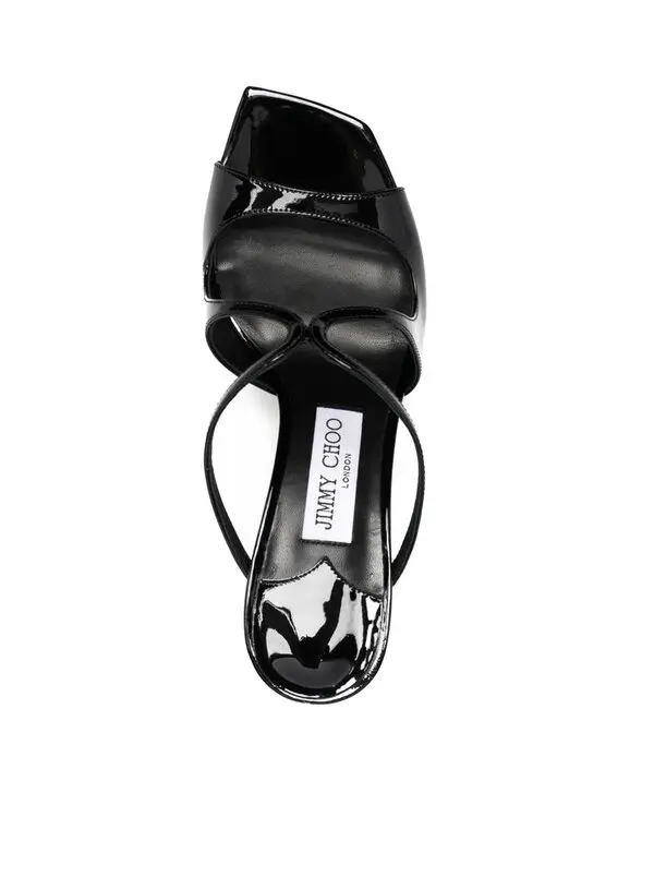JIMMY CHOO Anise 75mm Shiny Leather Sandals - Black