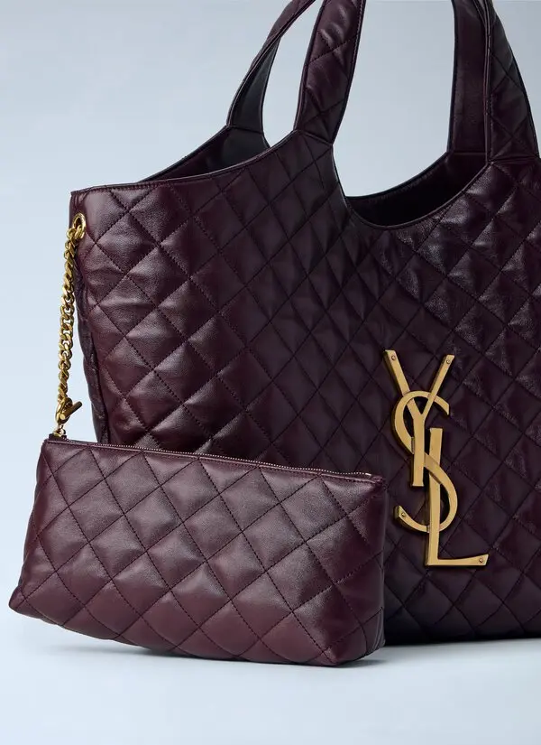 Saint Laurent Icare Maxi Quilted Leather Tote With Gold Tone Logo Hardware